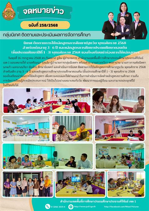 นิเทศ ติดตามการใช้หลักสูตรการศึกษาปฐมวัย พุทธศักราช ๒๕๖๘ สำหรับเด็กอายุ ๓ ๖ ปี และหลักสูตร