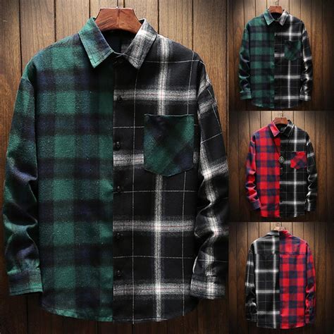 Buy Mens Fashion New Style Retro Plaid Shirt Long Sleeved Shirt