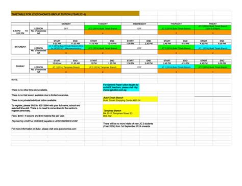 Jc Economics Tuition Timetable Year 2014 Pdf