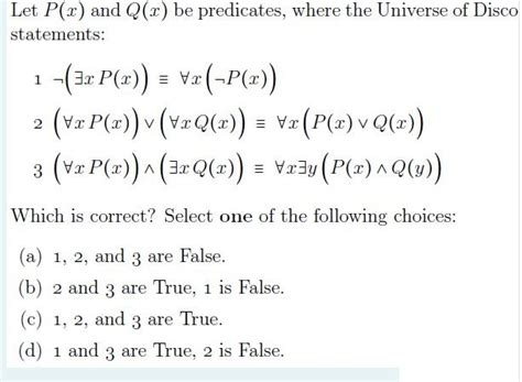 Solved Let Px And Qx Be Predicates Where The Universe