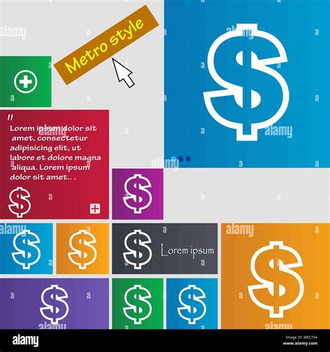 Dollar Icon Sign Buttons Modern Interface Website Buttons With Cursor Pointer Vector