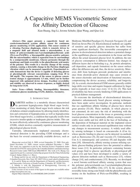 Pdf A Capacitive Mems Viscometric Sensor For Affinity Detection Of