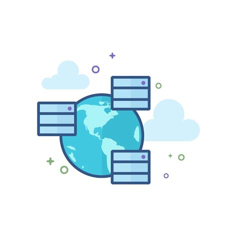 Premium Vector Flat Color Icon Global Server