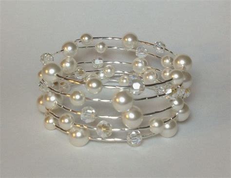 Swarovski White Pearl And Crystal Moonlight 5 Strand Memory Wire Etsy