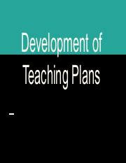 Development Of Teaching Plans Pdf Development Of Teaching Plans A Teaching Plan Is A