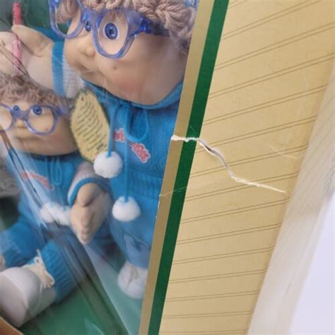 Vtg Cabbage Patch Boyboy Twins Blue Knit Outfit W Glasses And Crayons