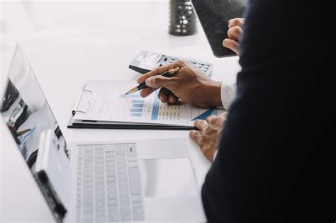 Premium Photo Document Businessman Working Modern Computer Document