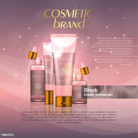 벡터 플레어 효과와 부드러운 빛 배경에 3d 화장품 그림 아름다움 현실적인 화장품 제품 디자인 서식 파일입니다 3차원 형태에 대한 스톡 벡터 아트 및 기타 이미지 Istock