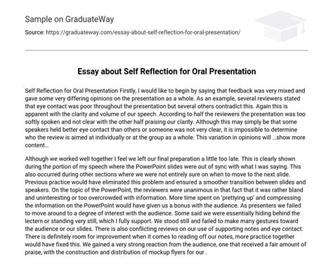⇉about Self Reflection For Oral Presentation Essay Example Graduateway