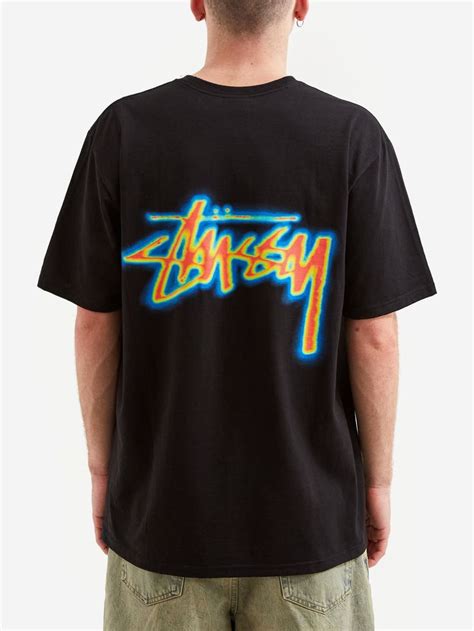 Stussy Thermal Stock T Shirt Black Large Stussy Static Shirt