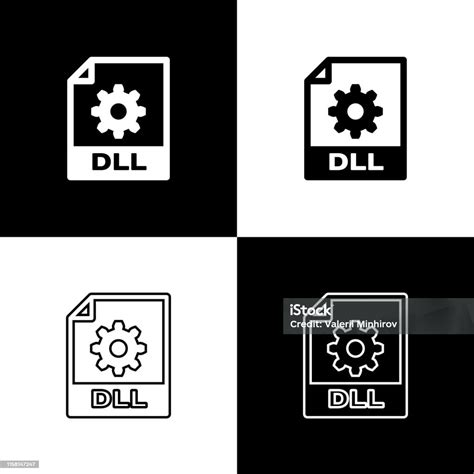 設置 dll 檔文檔圖示下載在黑白背景上隔離的 dll 按鈕圖示dll 檔符號向量插圖向量圖形及更多互聯網圖片 互聯網 商標 外型
