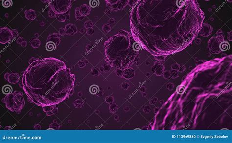 Abstract Purple Virus Cells Under Microscope Stock Illustration