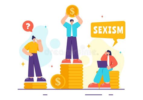 Sexism Vector Illustration Showing Gender Inequality Between Men And