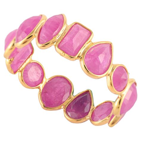 Customizable 18 Karat Solid Yellow Gold 582 Ct Genuine Ruby Eternity