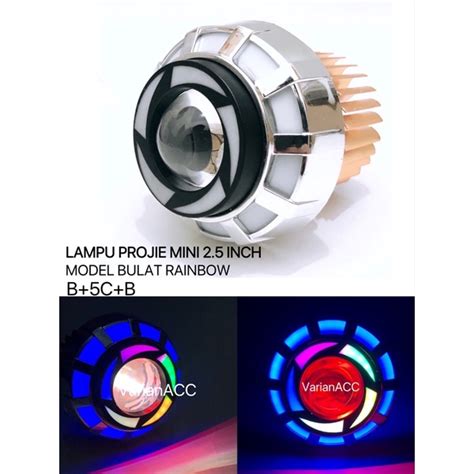 Jual Lampu Utama Projie Led Mini 2 5 Inch Model Bulat Rainbow Beat Mio Vario Supra Dll Shopee