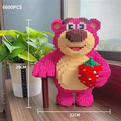 30cm Extra Large Strawberry Bear Block Assembly Toy Small Particle