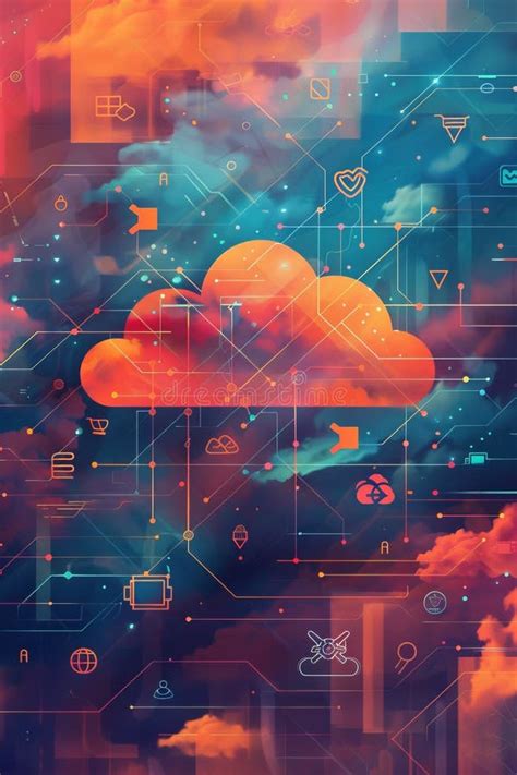 Cloud Computing And Data Storage Abstract Digital Landscape Of Networks And Technology Stock