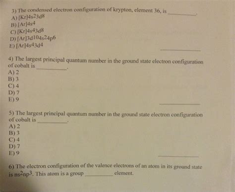 Solved The Condensed Electron Configuration Of Krypton E