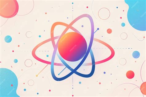 Iconic Atomic Model Illustration With Colorful Orbits And Particles On