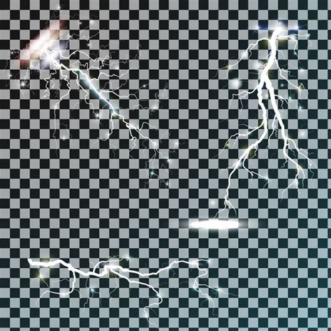رعد و برق طوفان جدا شده بر روی پس زمینه سیاه شفاف تصاویر وکتور 1320791