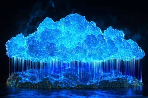 A 3d Cloud Composed Of Circuit Boards Featuring Binary Code Cascading Like Rain Highlighted By