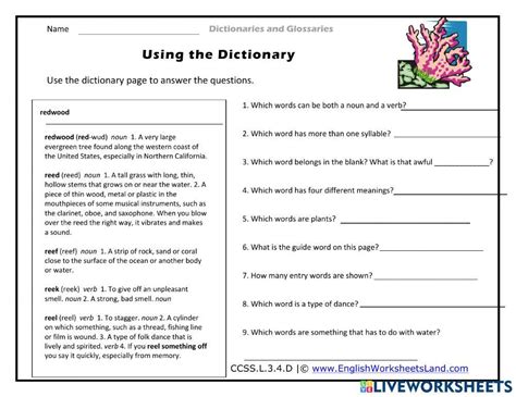 Dictionary Use Free Interactive Worksheets 4728060