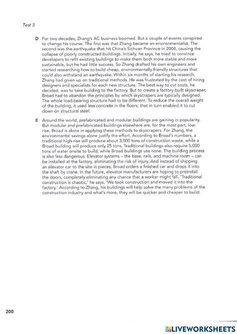 Reading Practice Test Full 1 Online Exercise For Live Worksheets