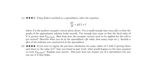 Solved C Using Euler S Method In A Spreadsheet Solve Chegg Com