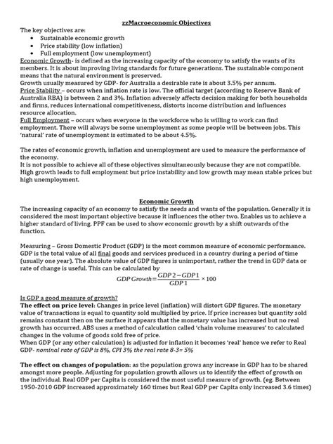 Macroeconomic Objectives And Economic Objectives 2024 Pdf Gross Domestic Product Economic