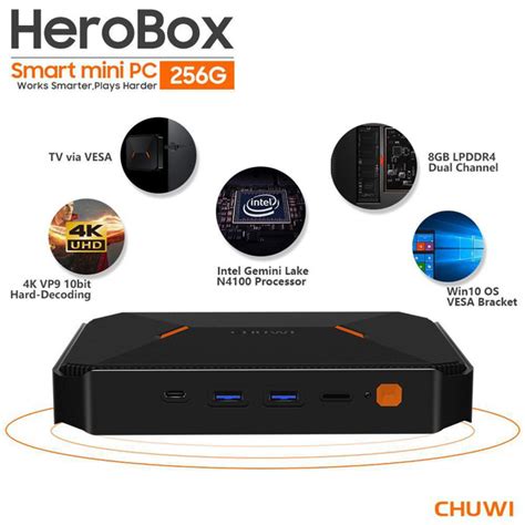 Chuwi Herobox Mini Pc Computer 8gb 256gb Intel N4100 Cpu Windows10 Portable Desktop Host Office