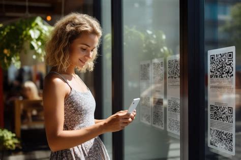 Premium Photo Woman Unlocking Details By Scanning QR Code
