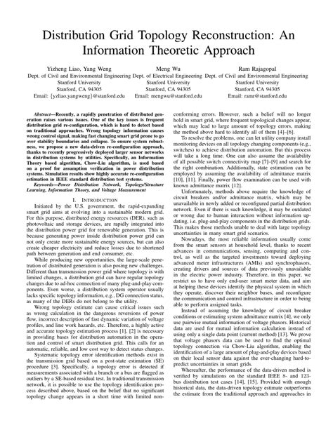 Pdf Distribution Grid Topology Reconstruction An Information Theoretic Approach