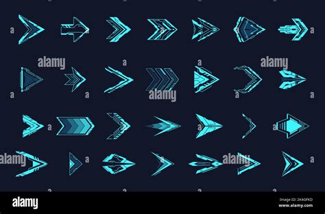 Hud Arrows Hologram Sci Fi Arrow Or Futuristic Light Triangle Pointers Digital Directional