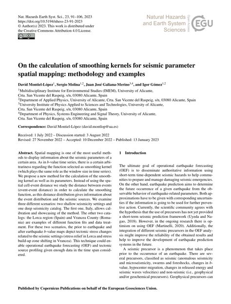 Pdf On The Calculation Of Smoothing Kernels For Seismic Parameter