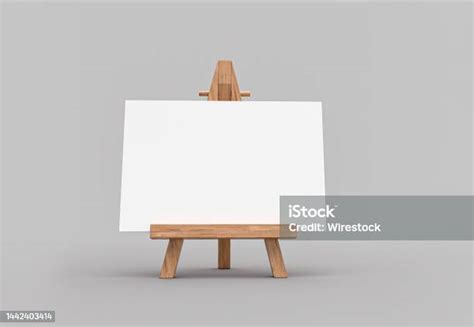 회색 배경에 격리된 빈 캔버스가 있는 나무 이젤의 3d 렌더링 0명에 대한 스톡 사진 및 기타 이미지 0명 3차원 형태 공란 Istock