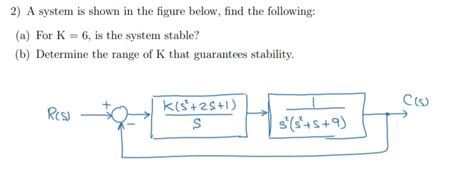 Solved A System Is Shown In The Figure Below Find The Chegg