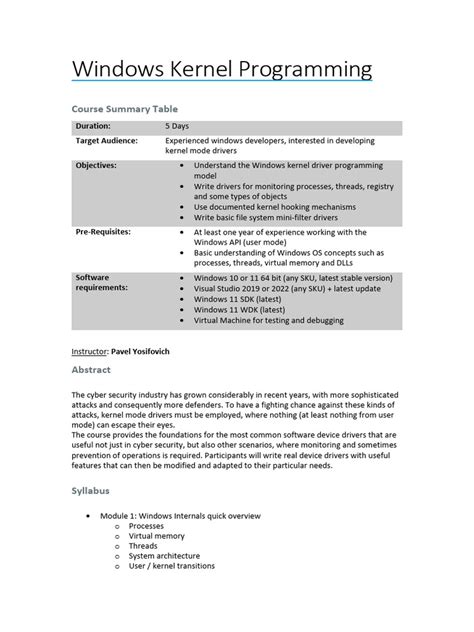 Windows Kernel Programming Pdf Device Driver Kernel Operating