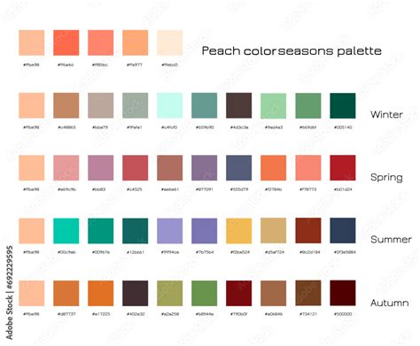 Peach Color Palette Winter Spring Summer Autumn Seasons Color Samples With Hex Codes Color