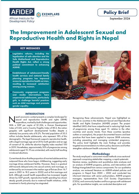 The Improvement In Adolescent Sexual And Reproductive Health And Rights