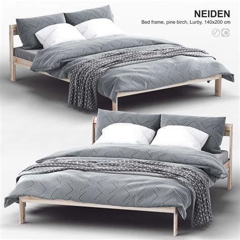 دانلود مدل سه بعدی تختخواب Ikea Neiden Bed Frame Pine Birch Luröy