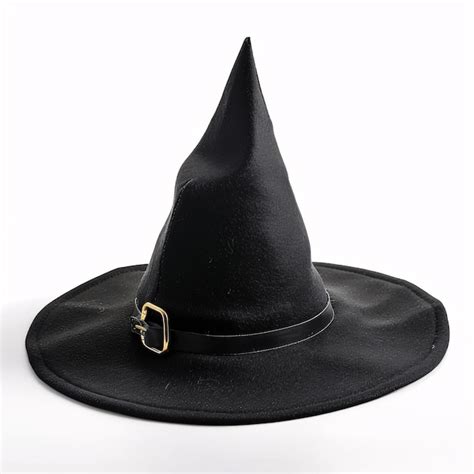 Pointy Black Wizards Hat With Brass Buckle Premium Ai Generated Image