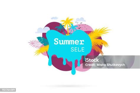 여름 세일 야자수 잎과 여름 판매 배너입니다 열 대 배경입니다 벡터 일러스트 레이 션으로 Spesial 할인 제공 벡터 일러스트 개성 개념에 대한 스톡 벡터 아트 및 기타