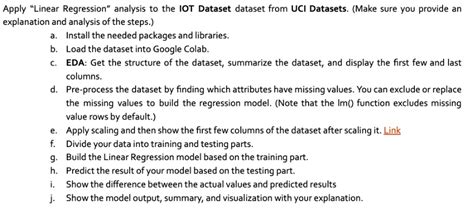 Apply Linear Regression Analysis To The Iot Dataset Dataset From Uci