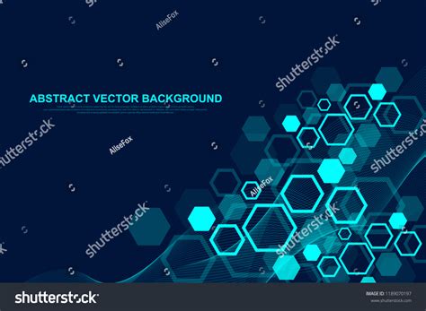 Abstract Hexagonal Background Waves Hexagonal Molecular Stock Vector Royalty Free 1189070197
