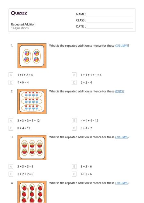 Repeated Addition Worksheets First Grade