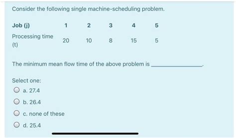 Solved Consider The Following Single Machine Scheduling