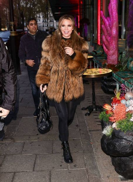 Danielle Lloyd Wearing A Faux Fur Coat As She Celebrates Her 39th