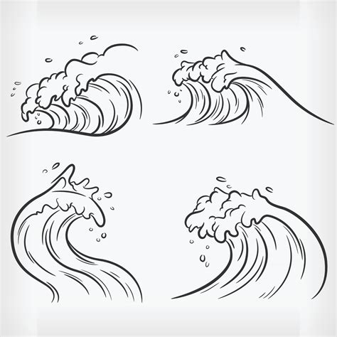 Doodle Ocean Wave Handdrawn Outline Sketch Beach Vector Drawing 2503054 Vector Art At Vecteezy