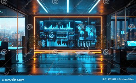 Ai Driven Data Analytics Dashboard In Modern Office Space Illuminating The Future Of Corporate