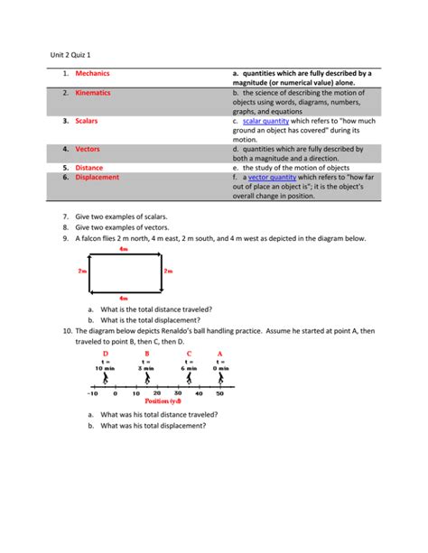 Physics Quiz Mechanics Kinematics Scalars Vectors